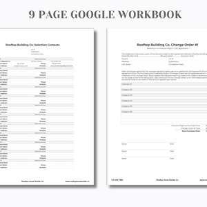 New Construction Change Order Workbook: Home Builder Template (google ...