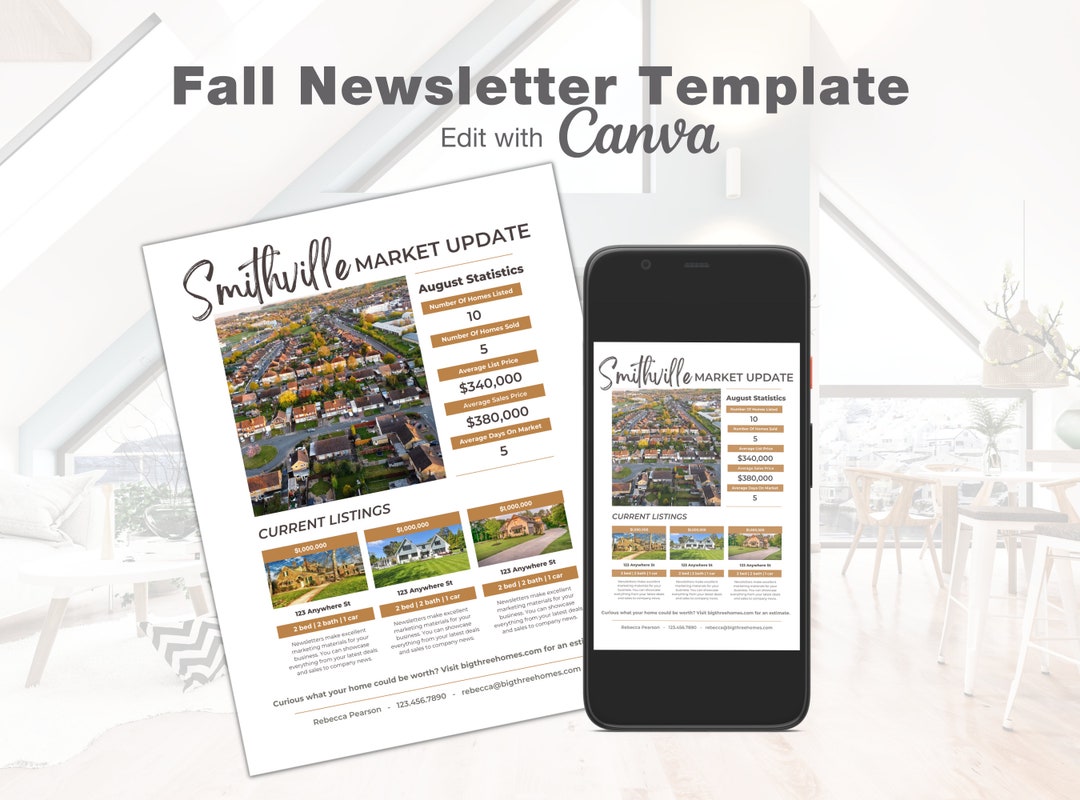 Fall Real Estate Market Update Newsletter, Instant Download, Edit in ...