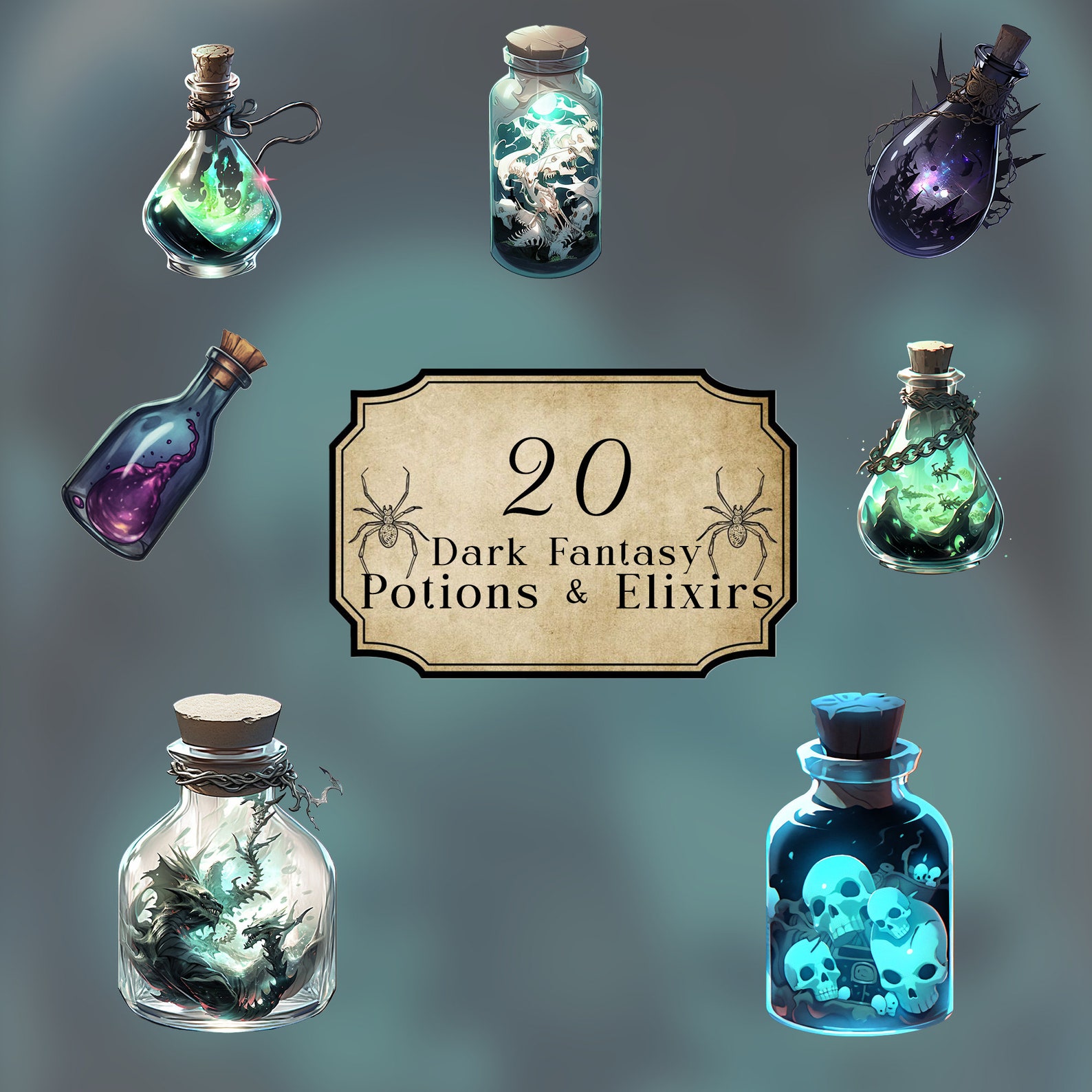 Evil Potions Cliparts | 20 Stylized High-quality PNG Files ...
