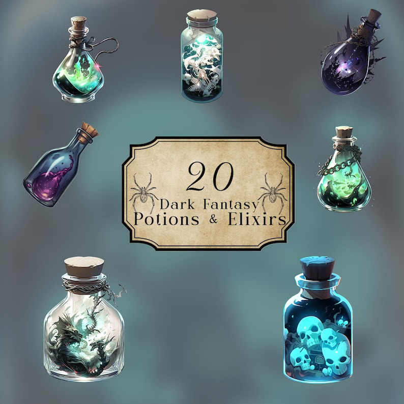 Evil Potions Cliparts | 20 Stylized High-quality PNG Files | Transparent Versions | Commercial ...