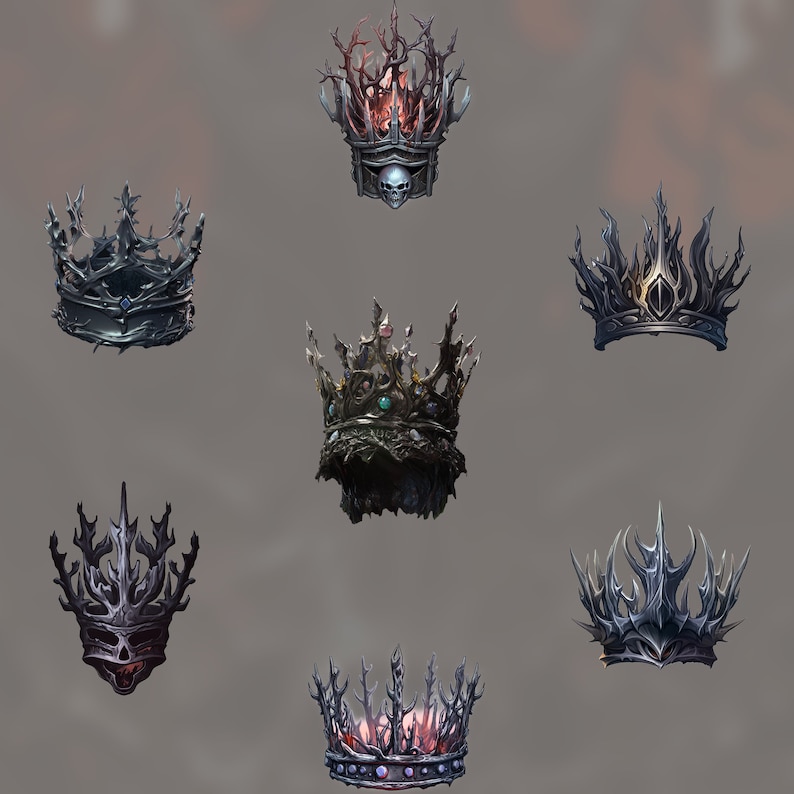 10 Dark Crowns | Clipart | TTRPG | Dungeon Master | Grim Fantasy ...