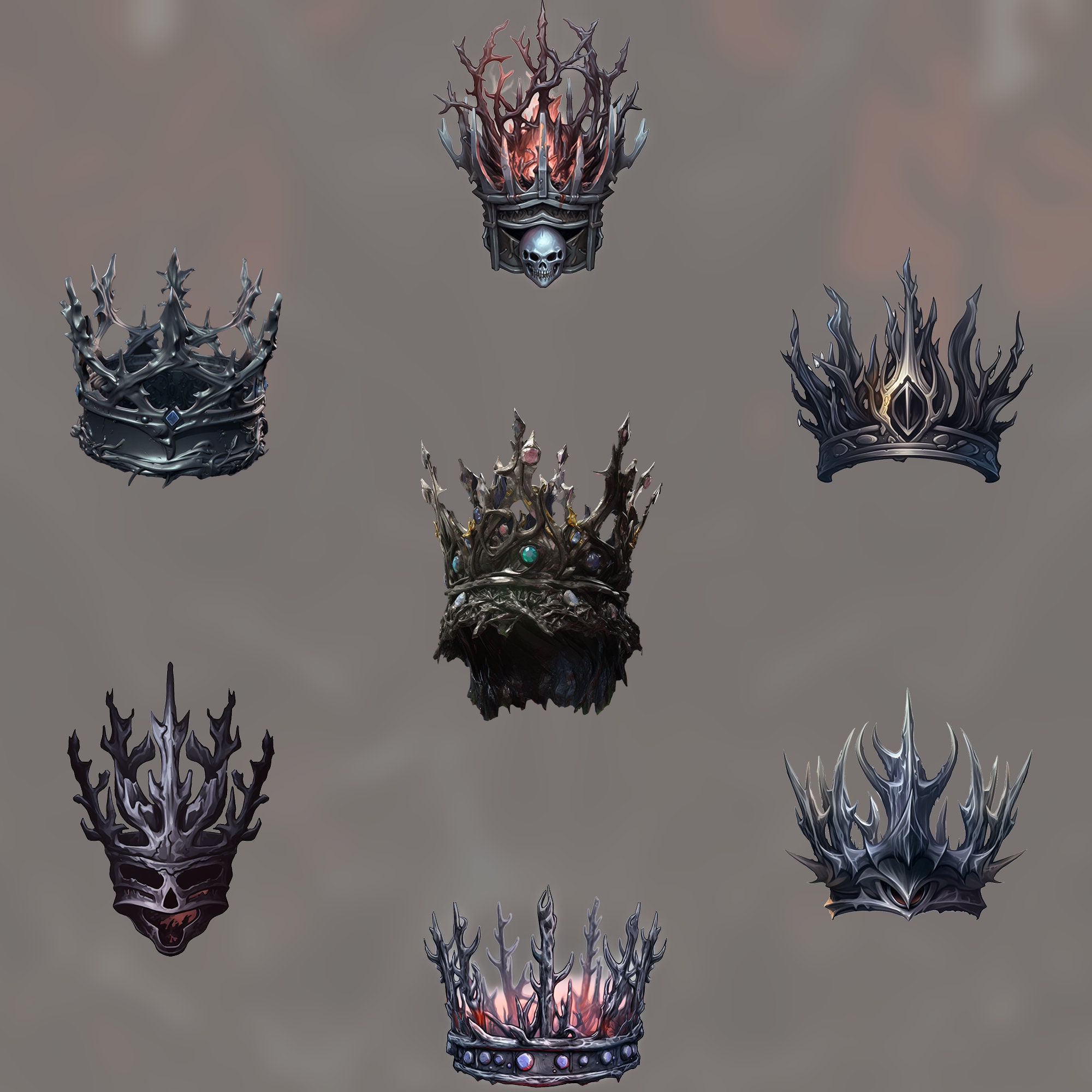 10 Dark Crowns | Clipart | TTRPG | Dungeon Master | Grim Fantasy ...