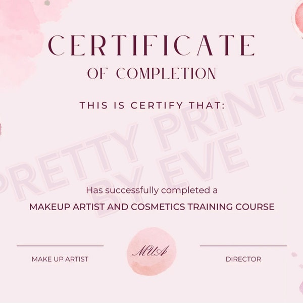 Makeup Class Certificate - Etsy UK