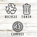 Trash Recycle Compost Vinyl Decal Stickers: Kitchen Organization - Etsy