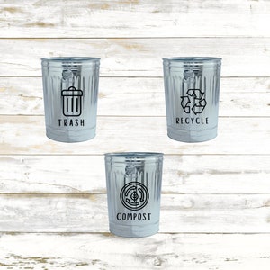Trash Recycle Compost Vinyl Decal Stickers: Kitchen Organization - Etsy