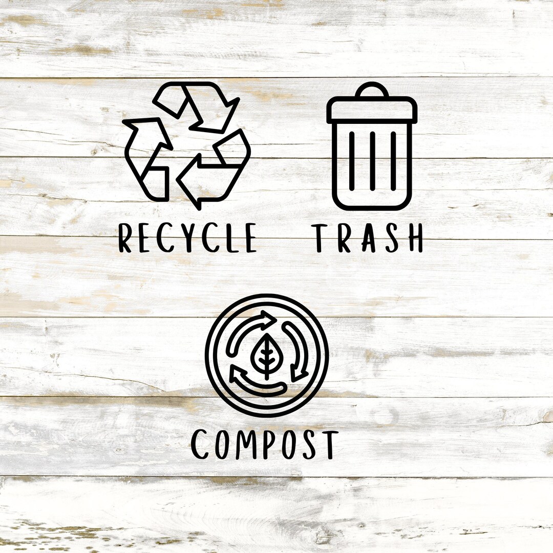 Trash, Recycle, Compost Vinyl Decal Stickers | Kitchen Organization ...