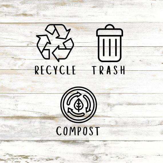 Trash Recycle Compost Vinyl Decal Stickers Kitchen - Etsy