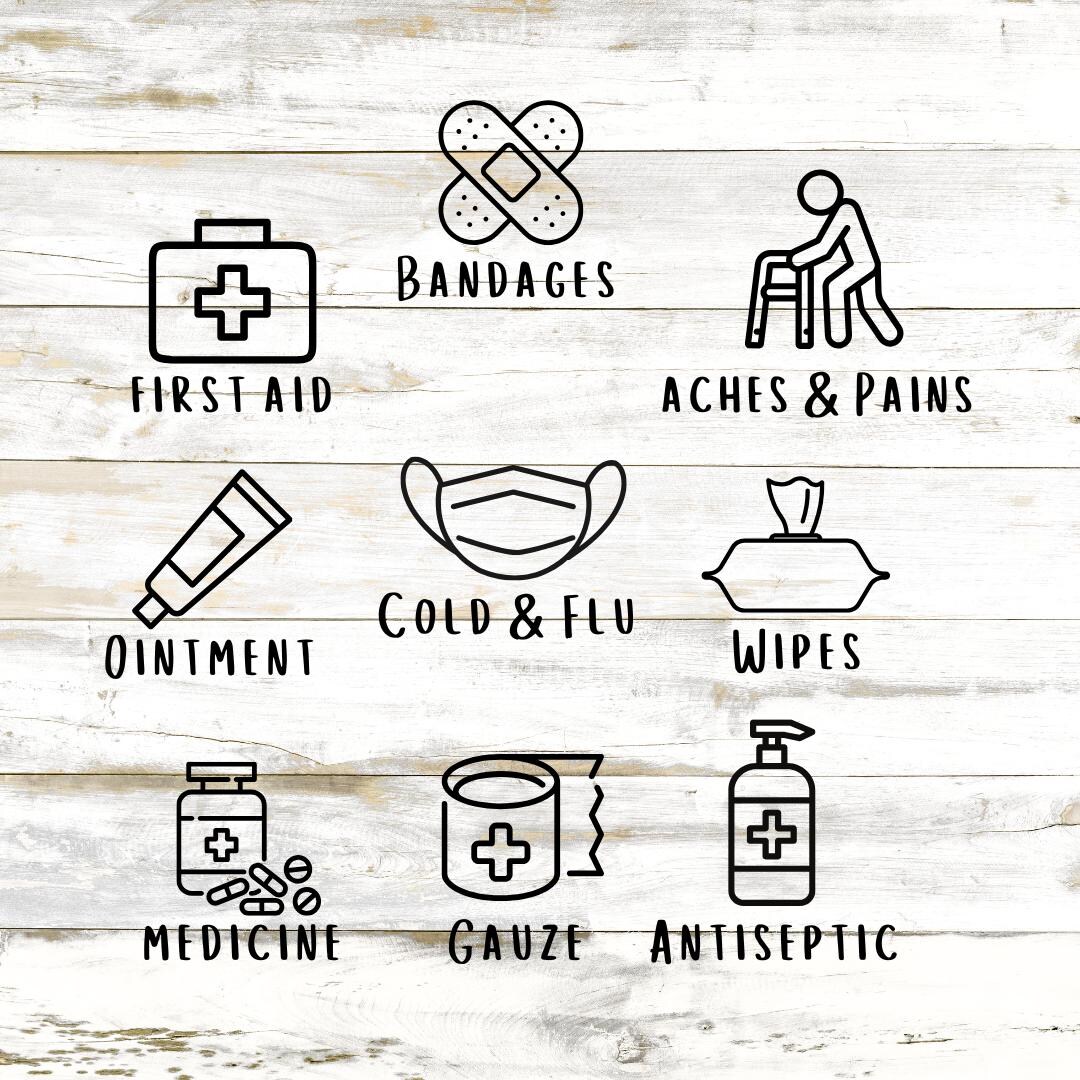 New! First Aid Kit Vinyl Decal Labels - Organization, Labels, First Aid ...