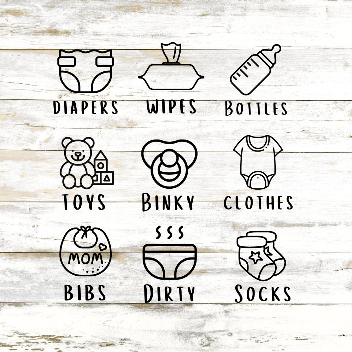Baby Nursery Labels: Diaper Decal, Baby Organization - Etsy