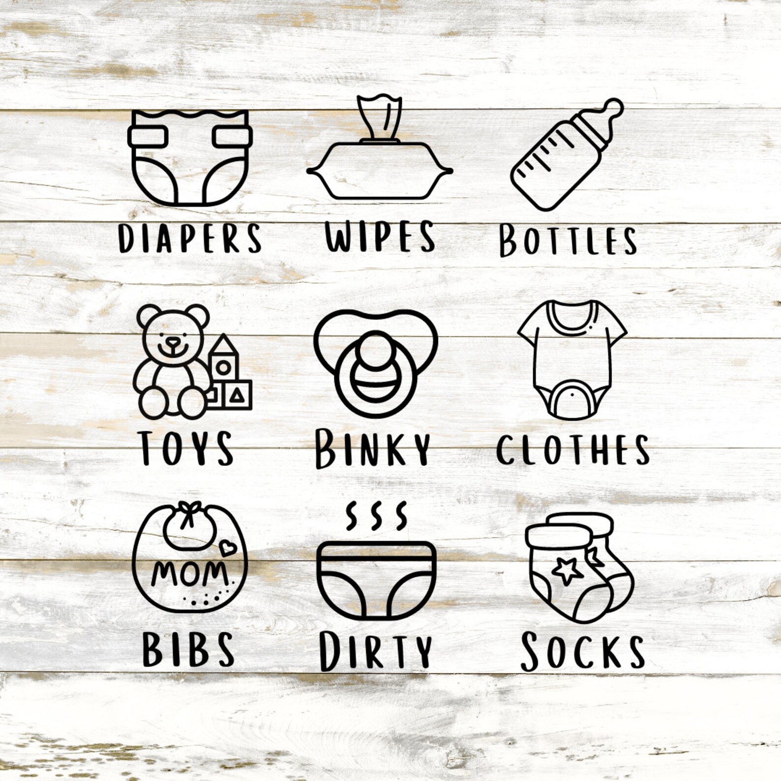 Baby Nursery Labels: Diaper Decal, Baby Organization - Etsy