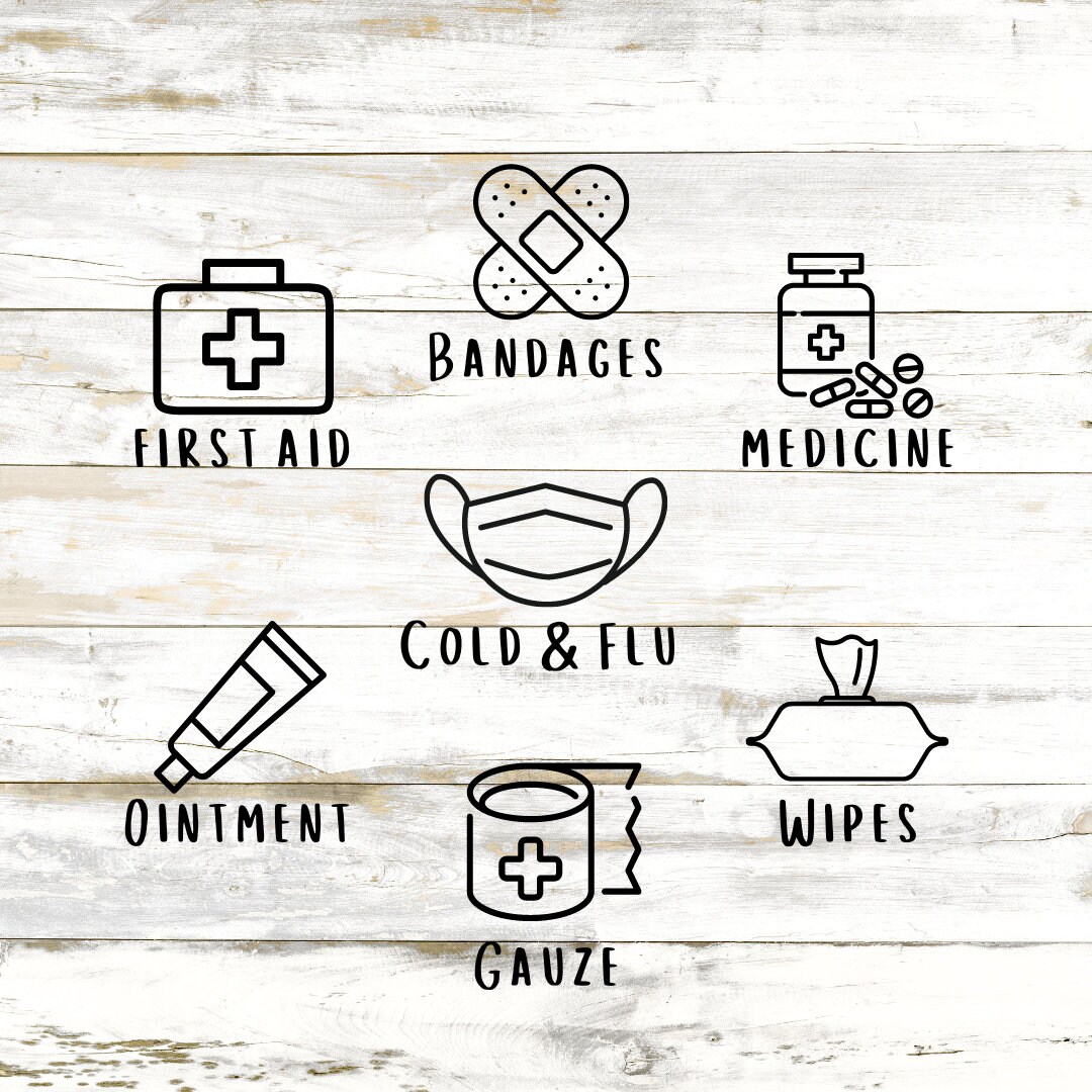First Aid Kit Vinyl Decal Labels: Medicine Cabinet Organization - Etsy