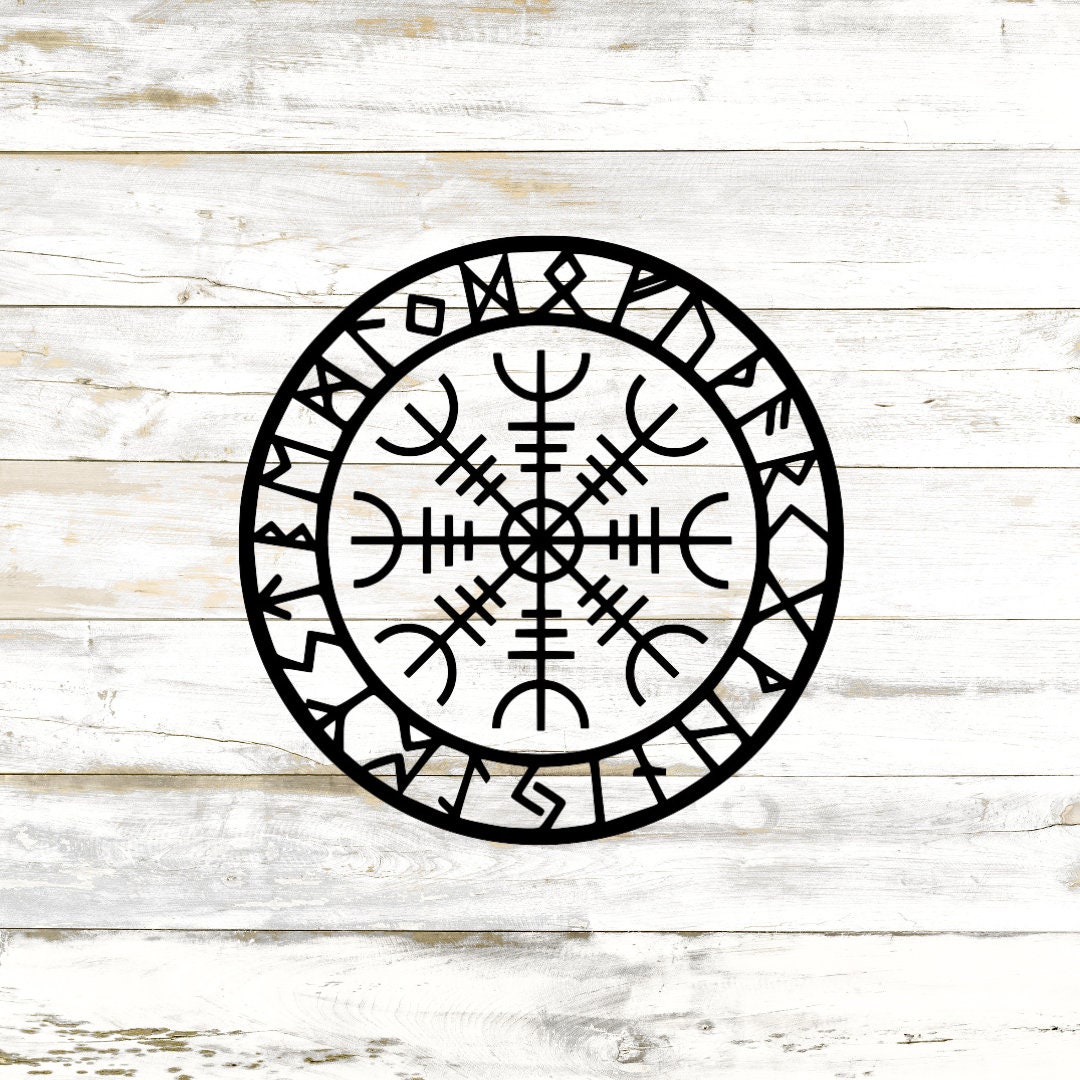 Helm of Awe and Runes Vinyl Decal Sticker - Aegishjalmr Decal, Helm of ...