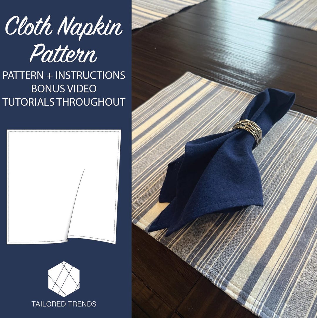 Cloth Napkin | Digital Sewing Pattern | 7 Sizes | 2 Variations | PDF ...