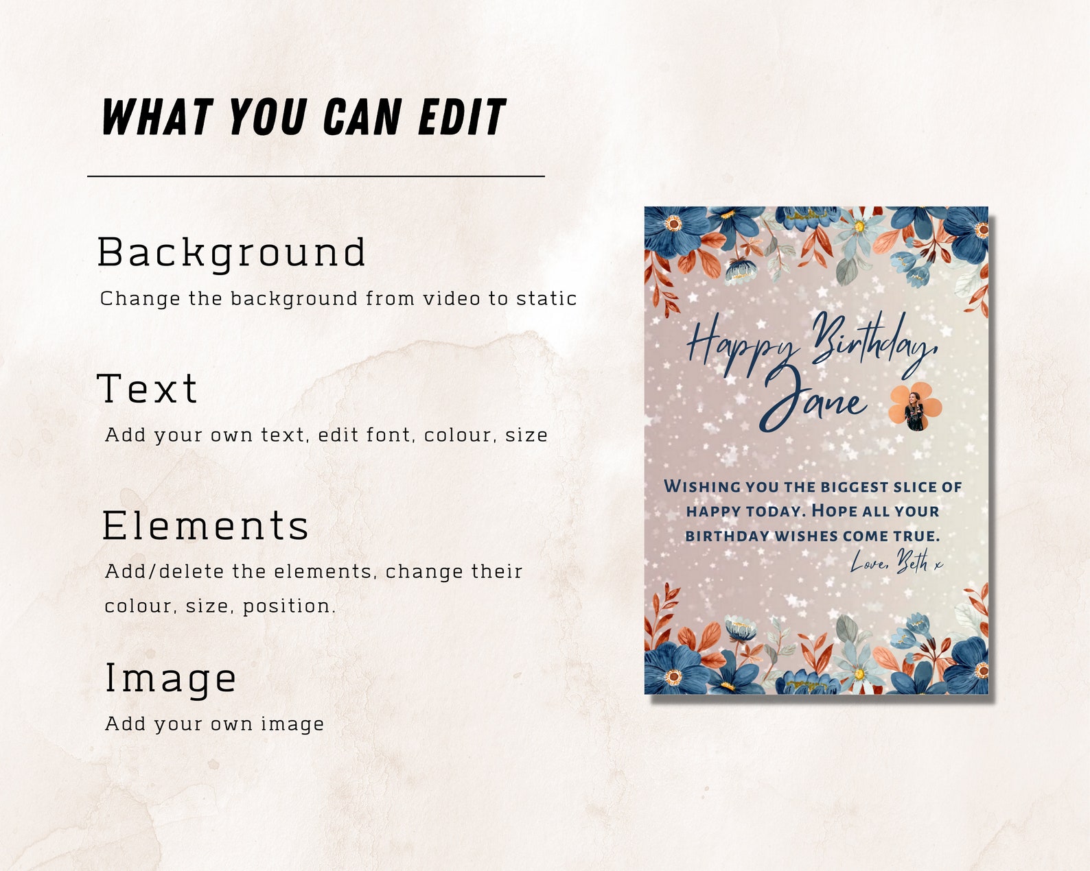 Editable Happy Birthday Card Template. Mobile Birthday Card. - Etsy