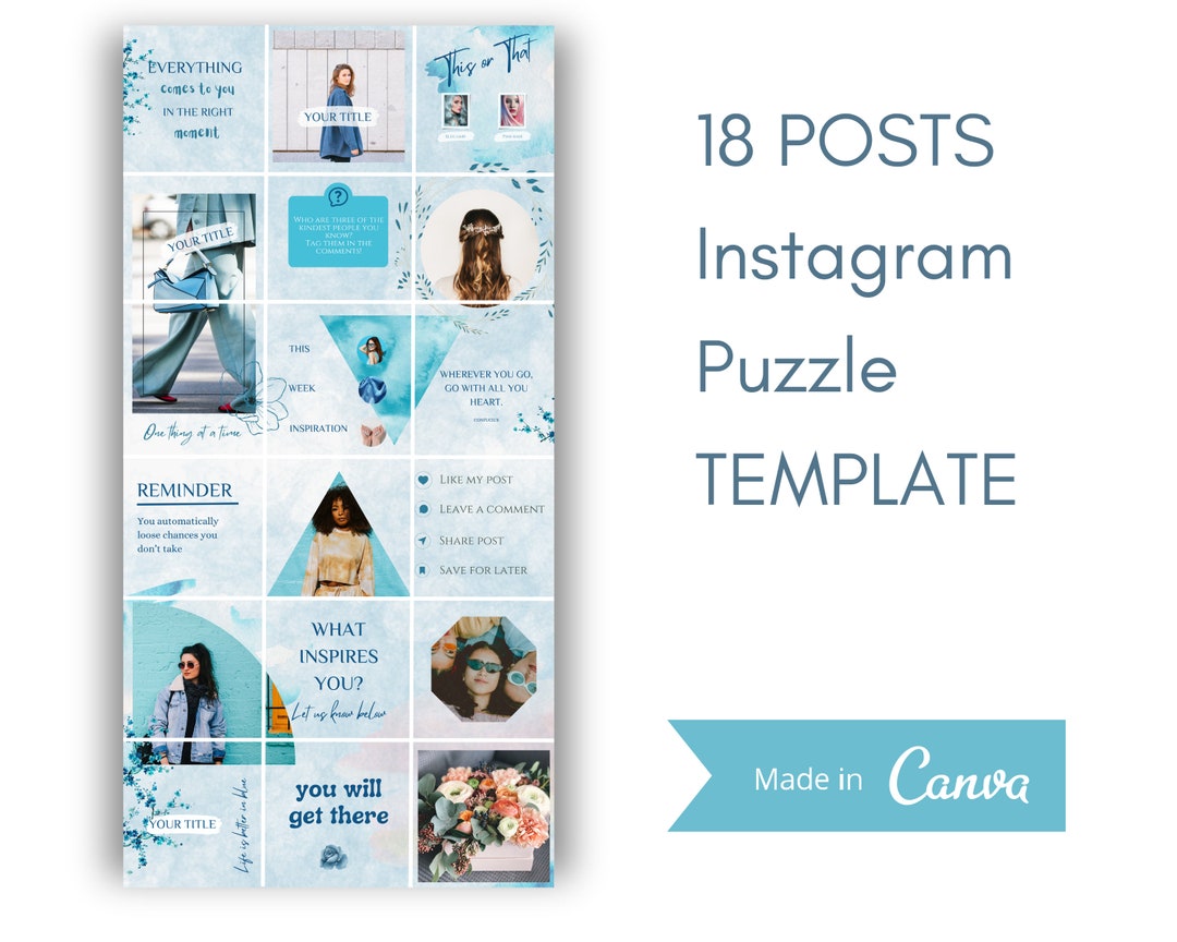 Sky Blue Instagram Puzzle Feed Template - Instagram Puzzle - Canva ...