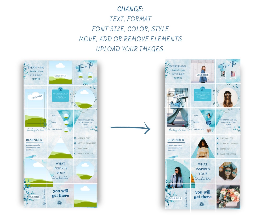 Sky Blue Instagram Puzzle Feed Template - Instagram Puzzle - Canva ...