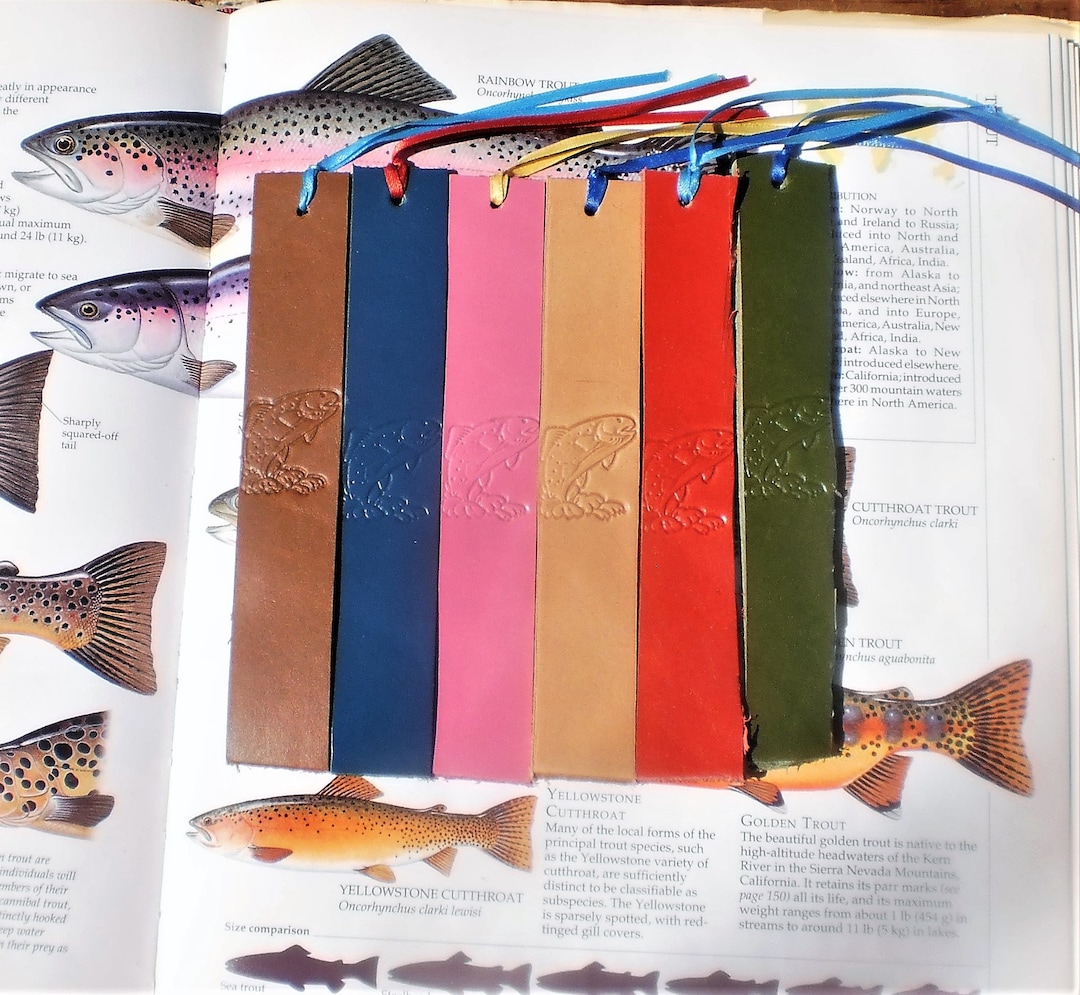 Majestic Leaping Trout Wildlife Leather Bookmark Nature Leather ...