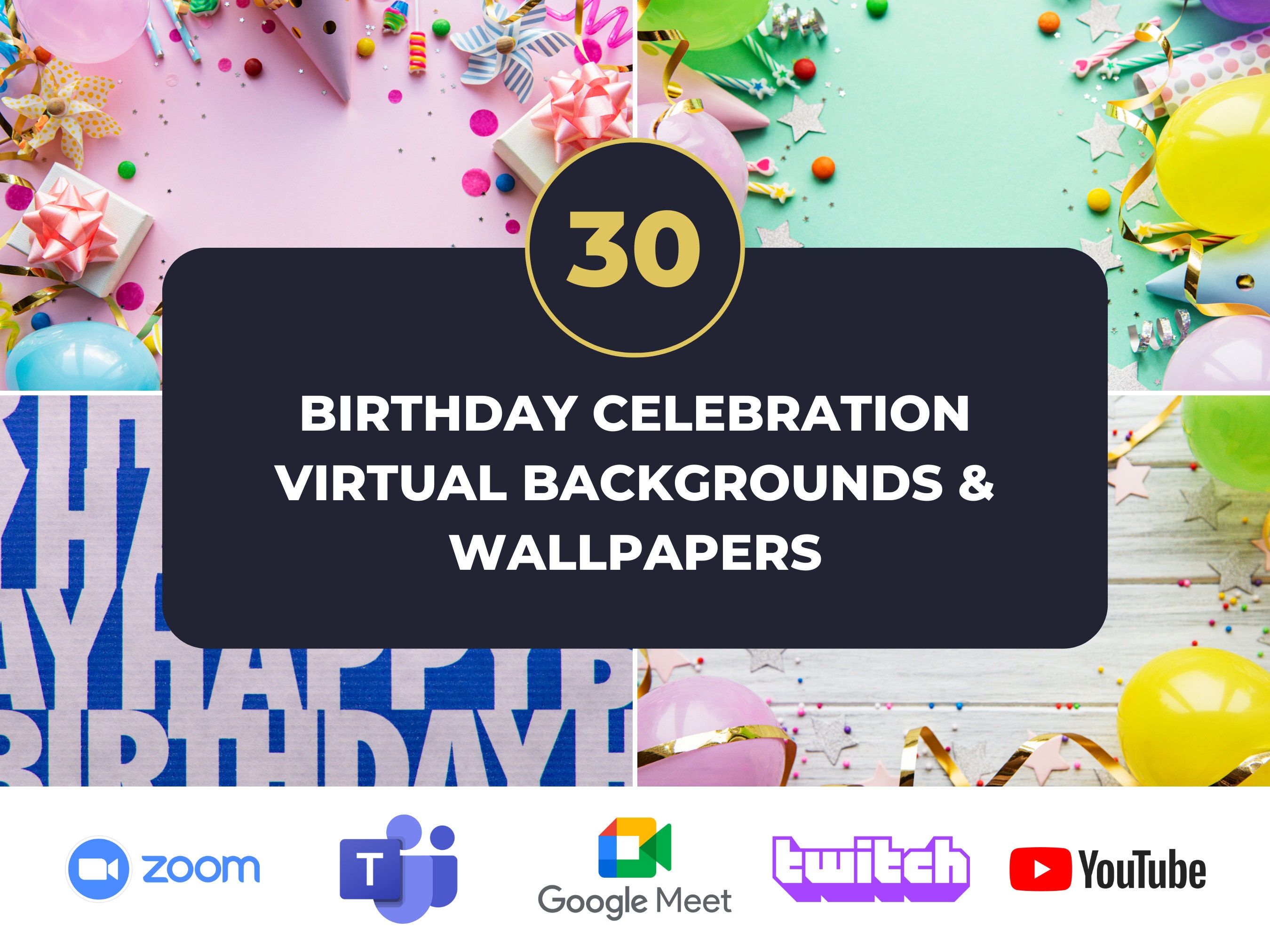 30 Zoom Backgrounds Birthday Celebration Virtual - Etsy