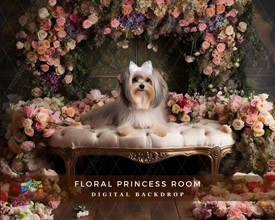 Pets Floral Bench Digital Backdrop, Newborn Digital Background, Studio ...