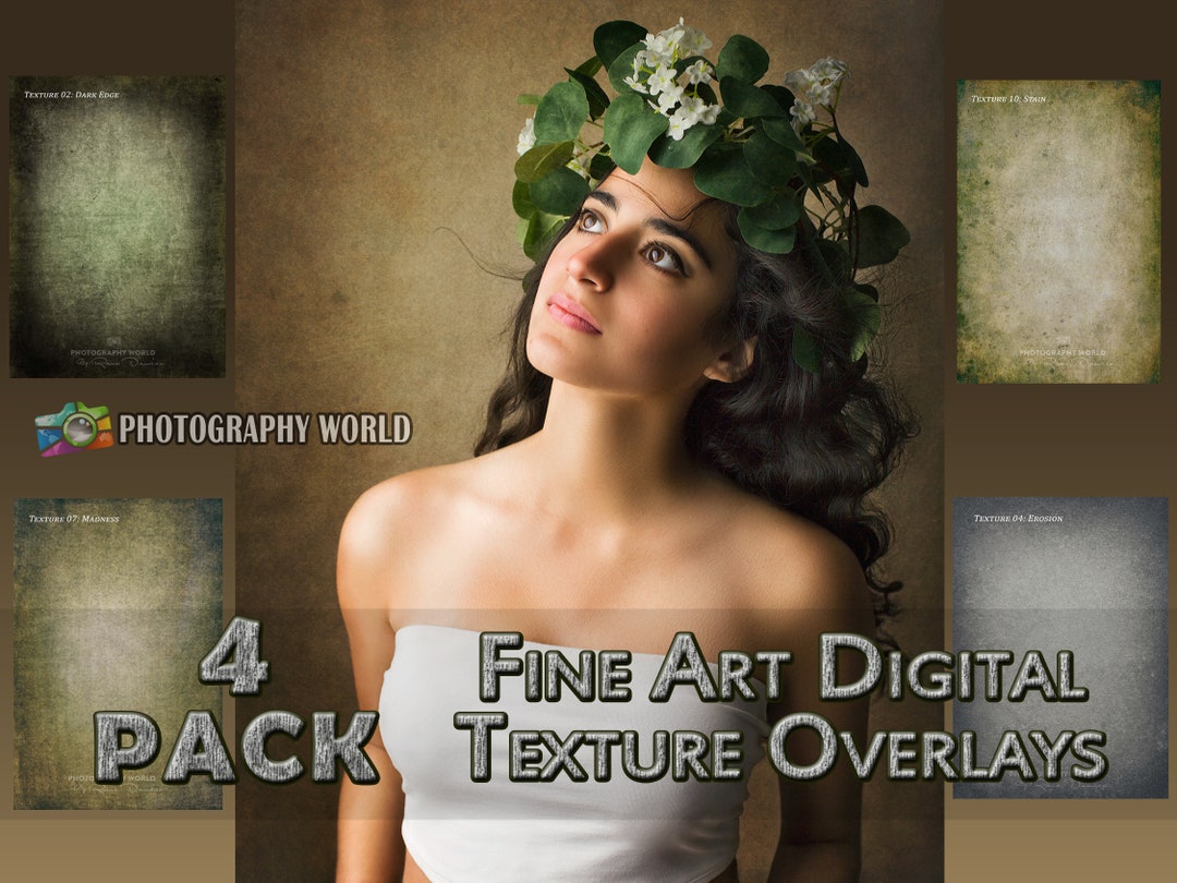 4 X Fine Art TEXTURES Pack Bundle - Photo Overlays, Digital Backdrop ...