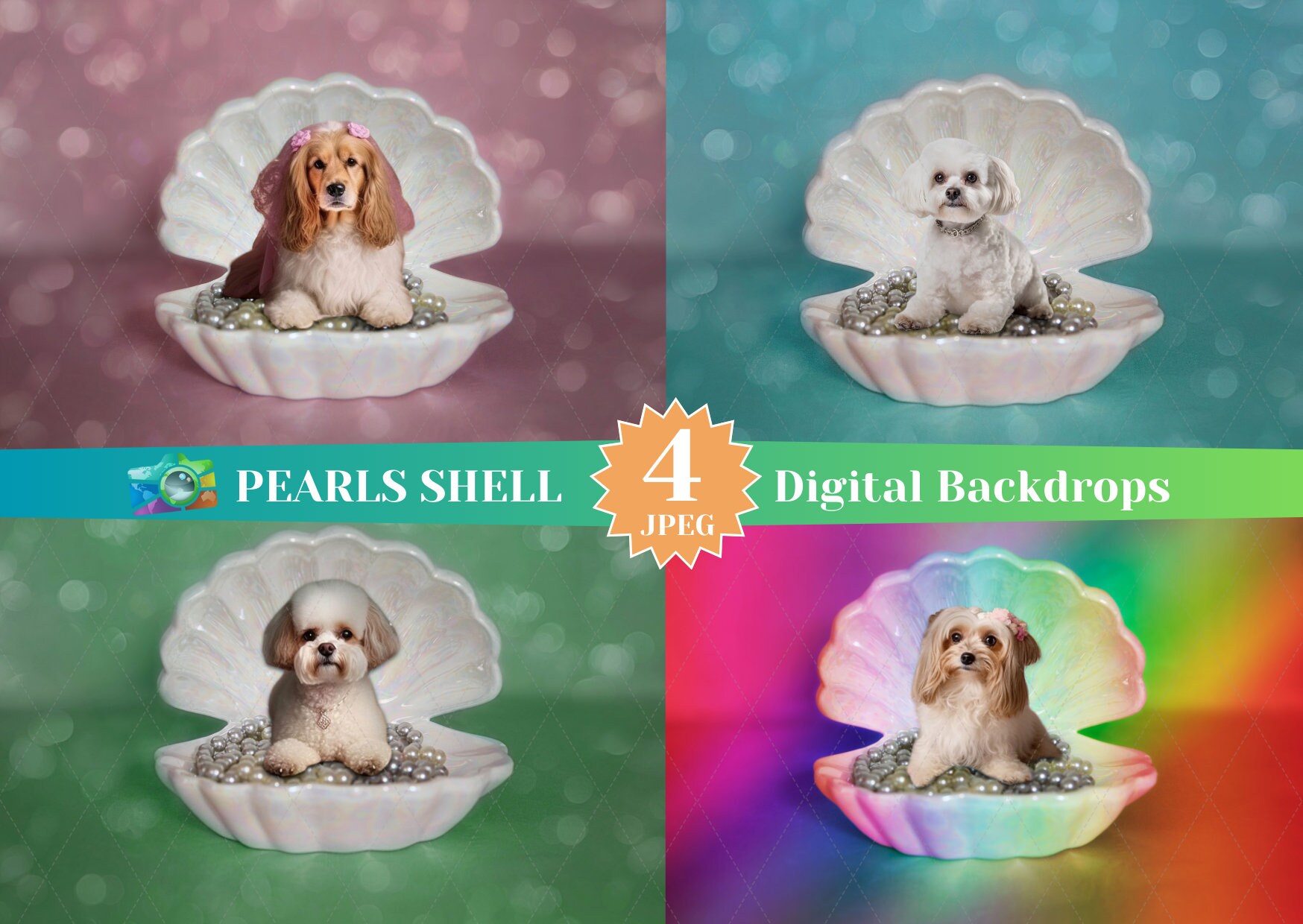 4 Digital Backgrounds for Pet Photography, Newborn Photography Digital ...