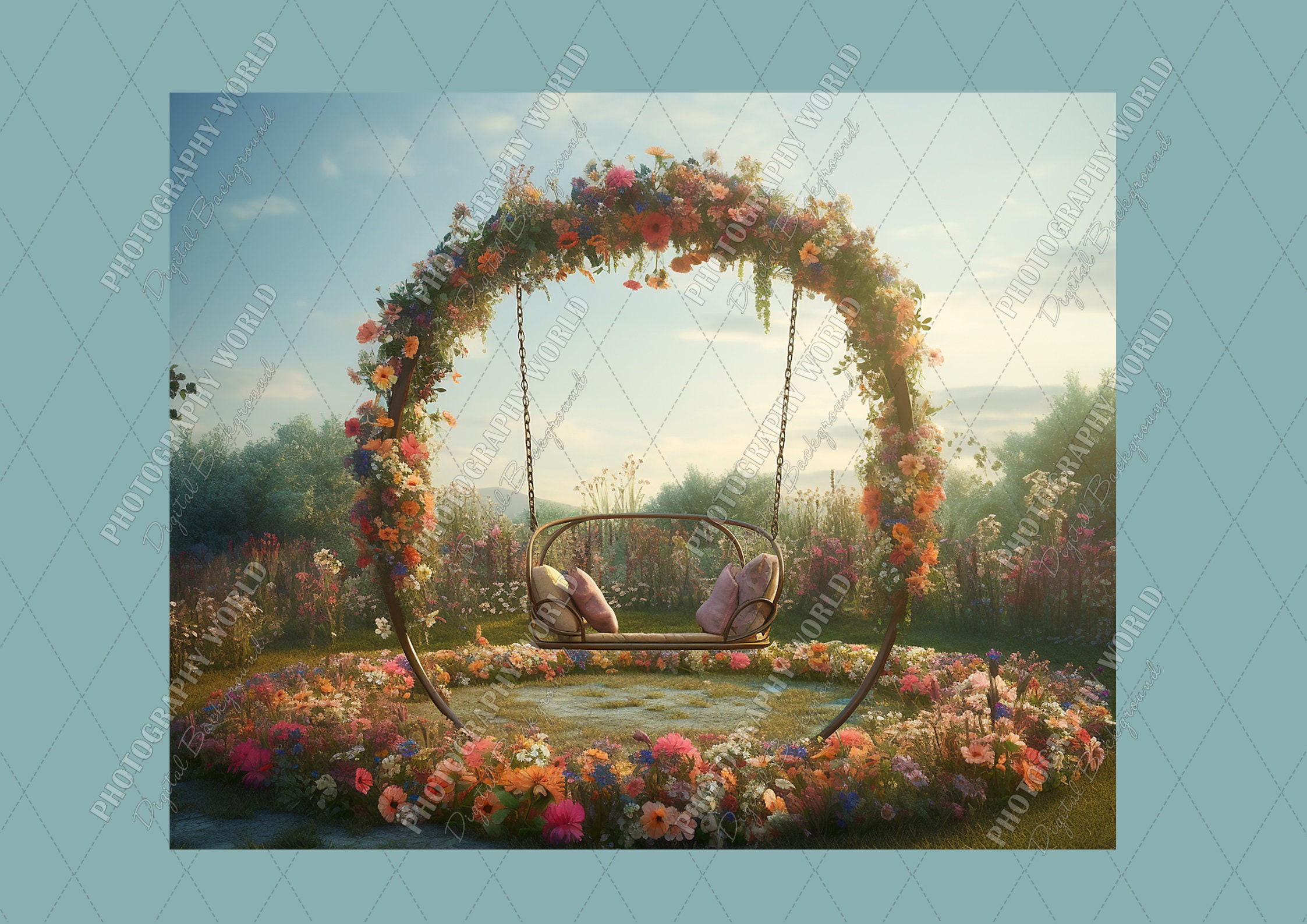 Floral Garden Swing Digital Backdrops, Maternity Digital Backdrops ...
