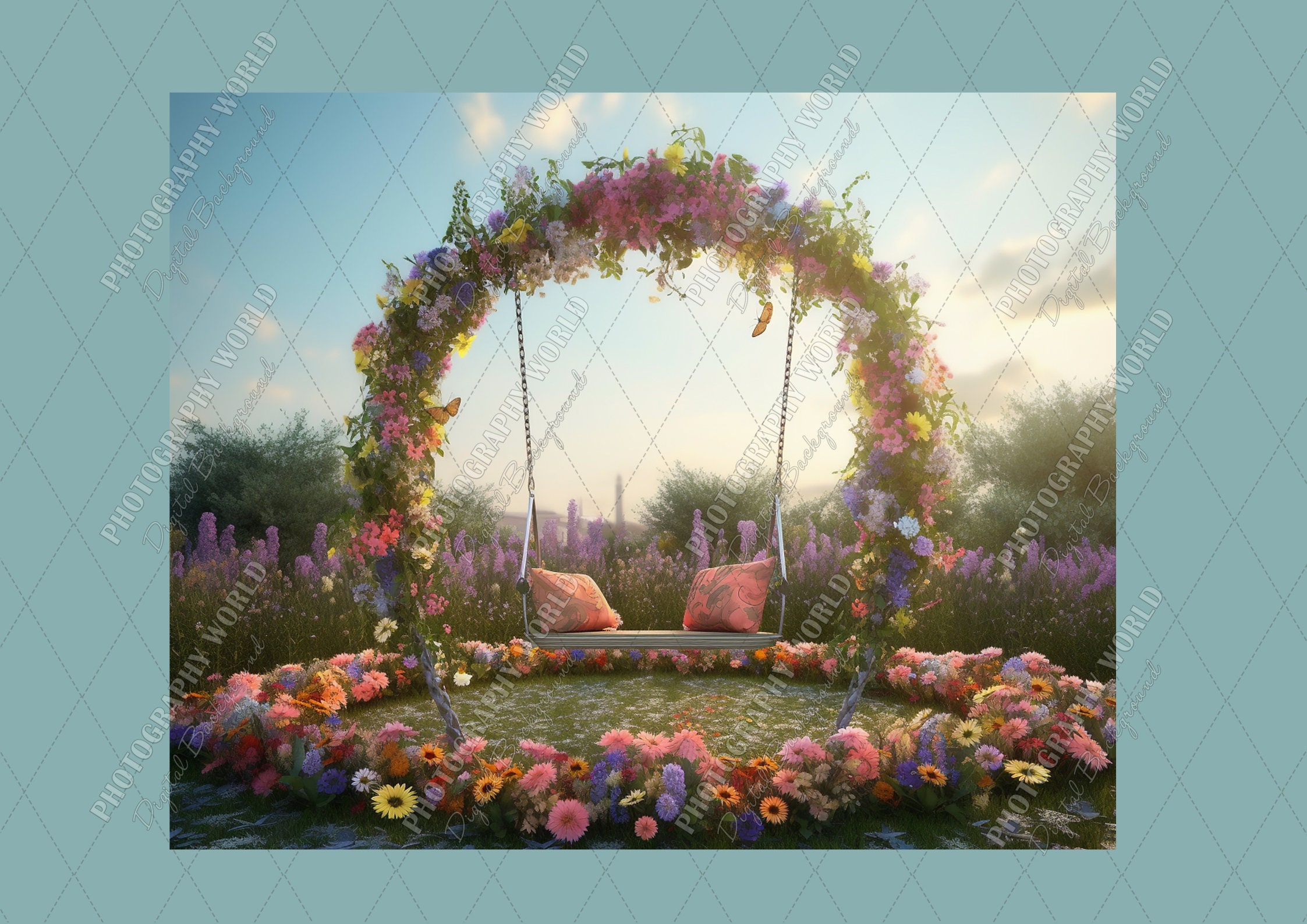 Floral Garden Swing Digital Backdrops, Maternity Digital Backdrops ...