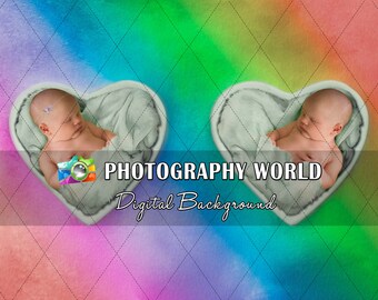 Rainbow Twins Digital Backdrop - Etsy