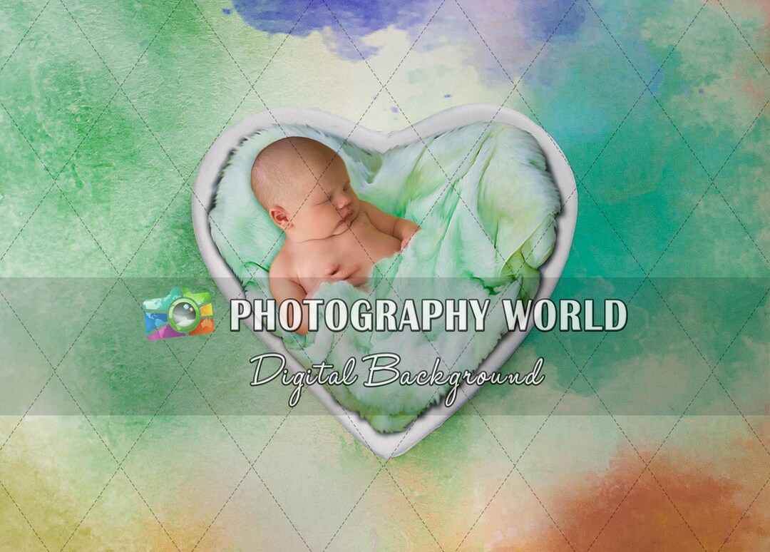 Valentine's Day Watercolors Love Heart Digital Background for Newborns ...