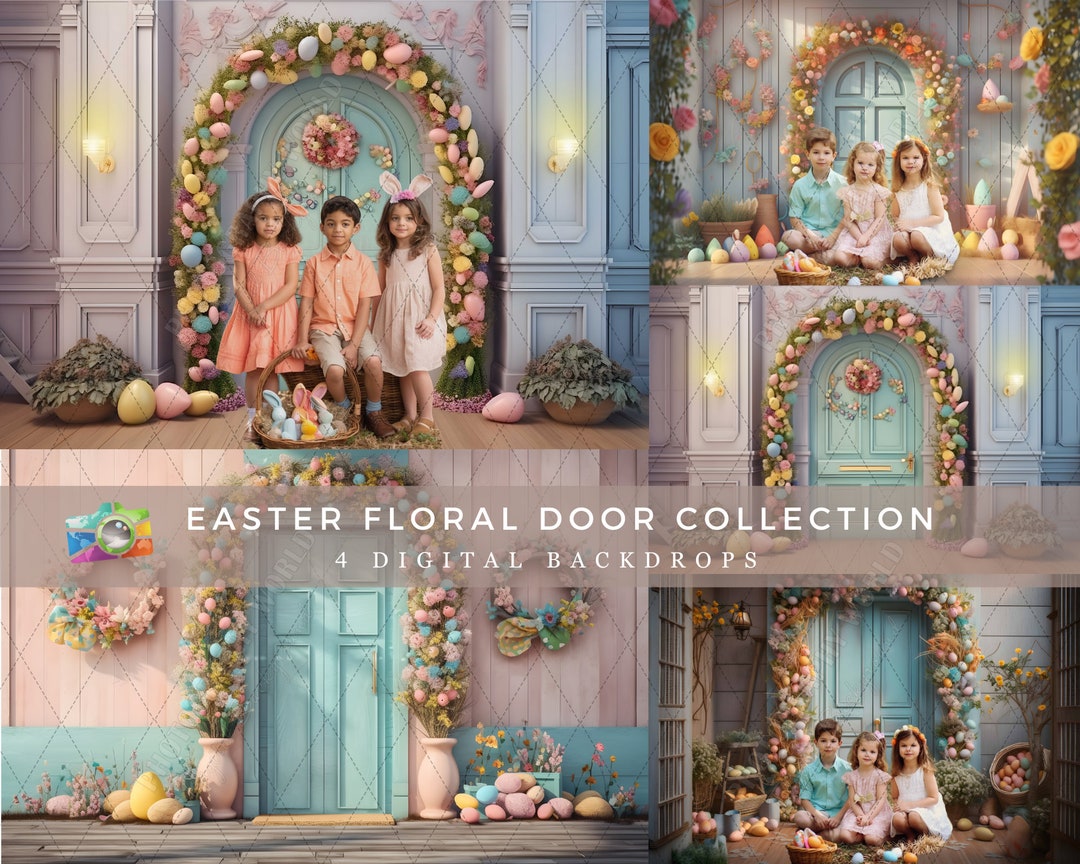 Easter Door Digital Backdrop for Photographers - Easter Background ...