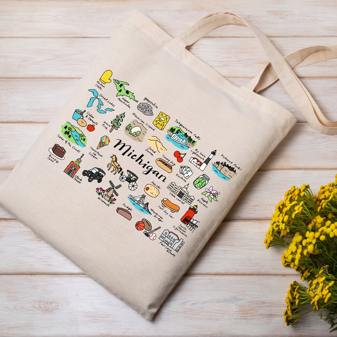 Michigan Bag, MI Bag, Michigan, MI, Michigan Canvas Bag, Michigan Cavas ...