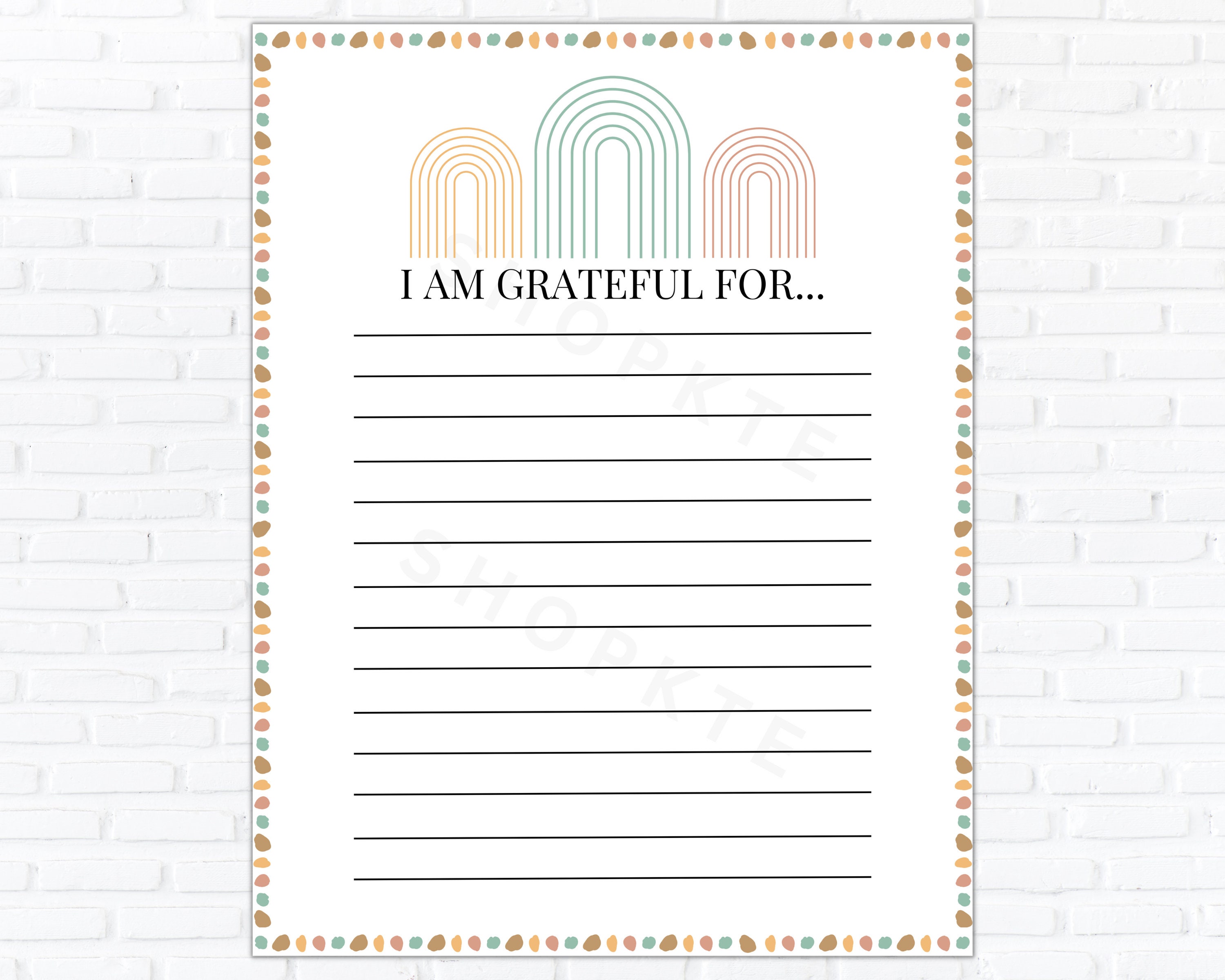 I Am Grateful for Printable Stationery Boho Printable Pages Gratitude ...