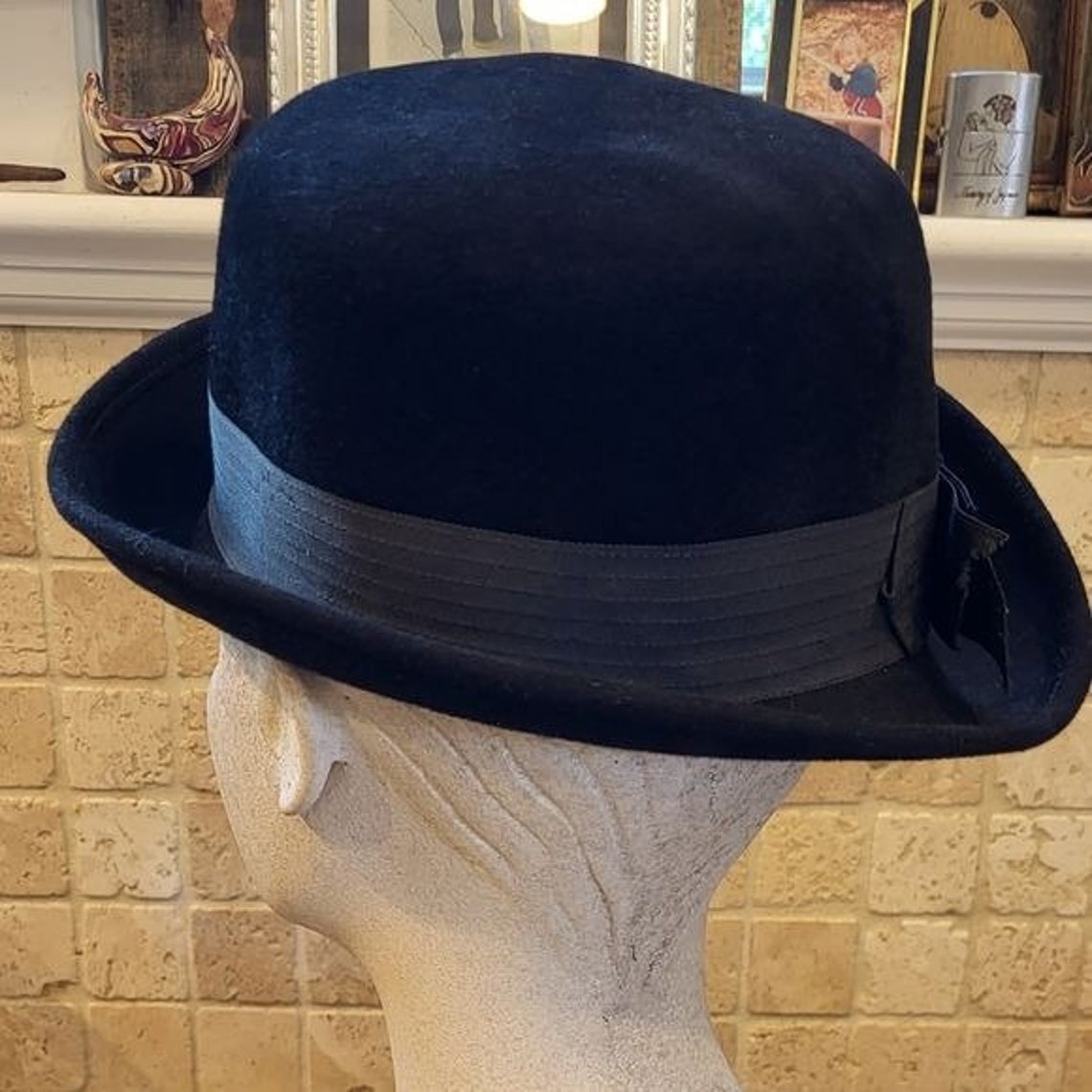 Jacki Vintage Black Felt Asymetrical Brim Hat - Etsy