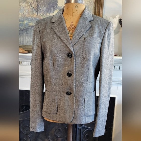 Womens Chaps Grey Herringbone Blazer - Gem