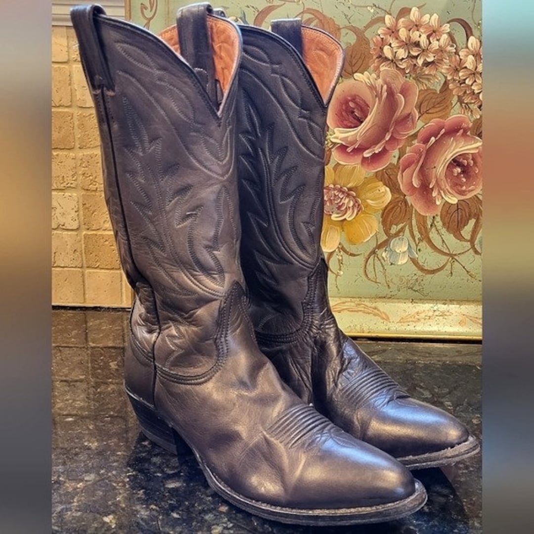 Men's Vintage Nocona Boots Gunmetal Grey Leather Size 8.5 Made in Texas ...