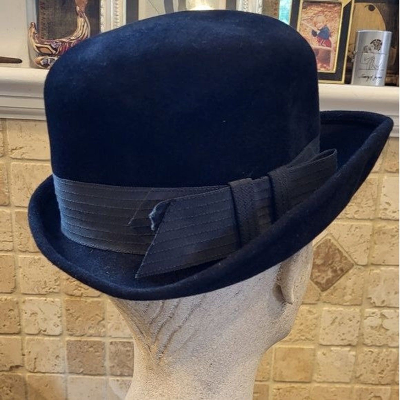 Jacki Vintage Black Felt Asymetrical Brim Hat - Etsy