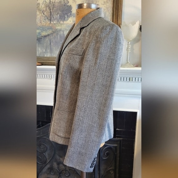 Womens Chaps Grey Herringbone Blazer - Gem