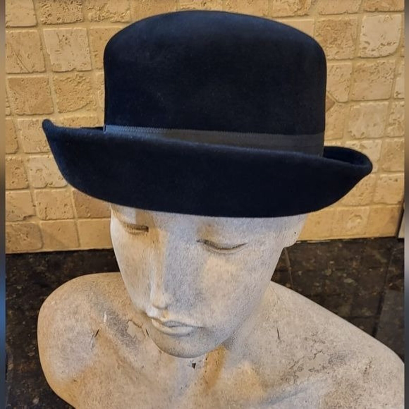 Jacki Vintage Black Felt Asymetrical Brim Hat - Etsy