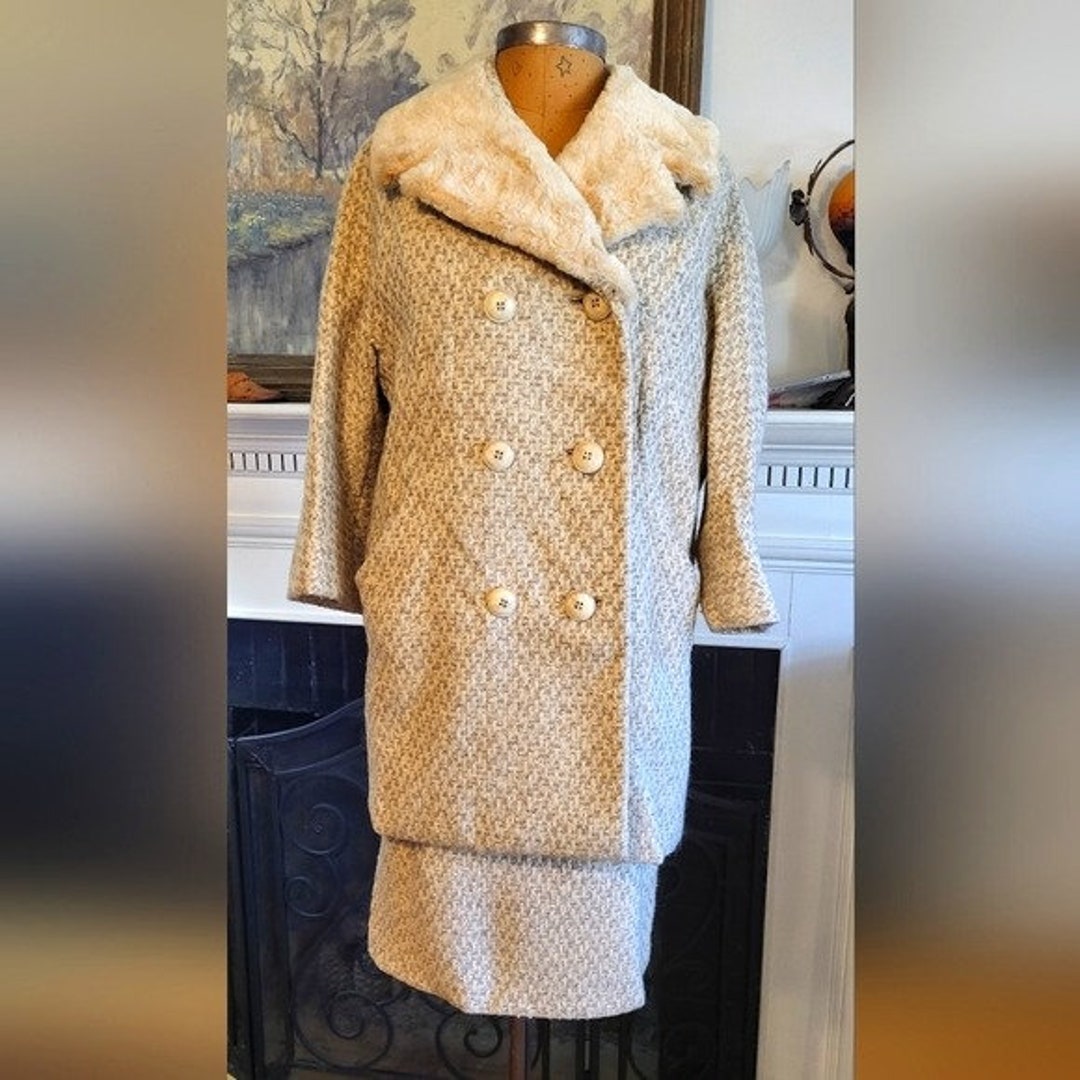 Stunning Carlson Original Wool Skirt and Jacket With Fur Collar - Etsy