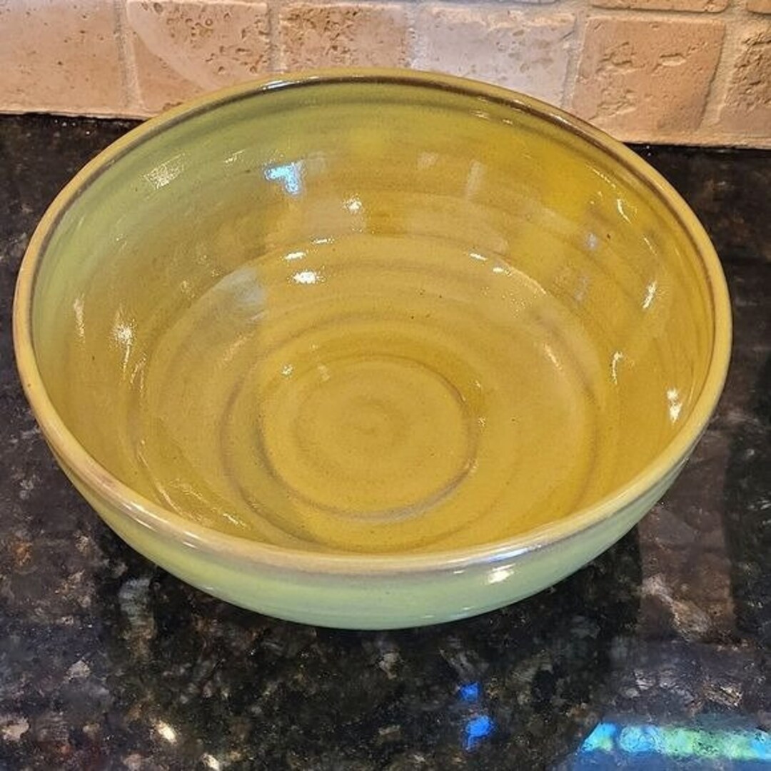 Seagrove North Carolina Olive Green Pottery Bowl - Etsy