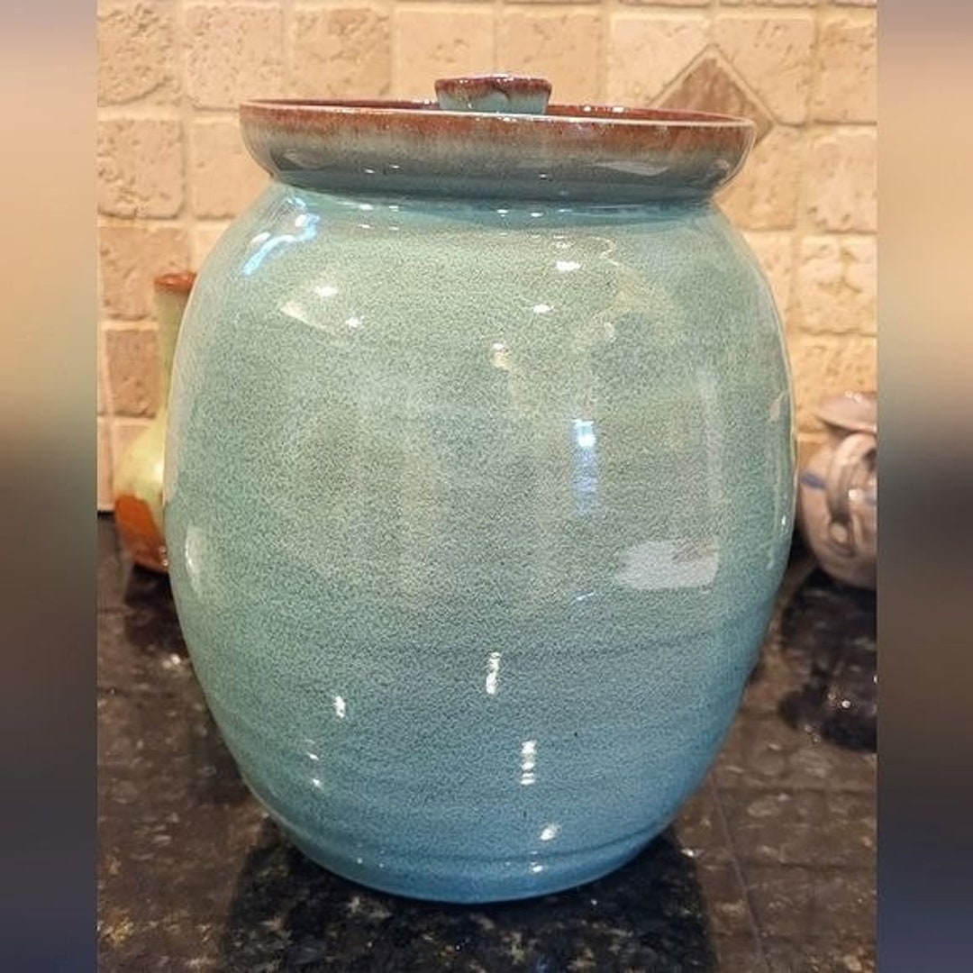 Beautiful Light Blue North Carolina Pottery Canister Jar With Amazing ...