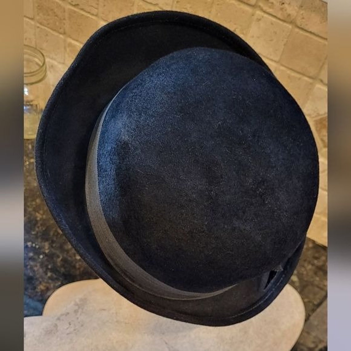Jacki Vintage Black Felt Asymetrical Brim Hat - Etsy