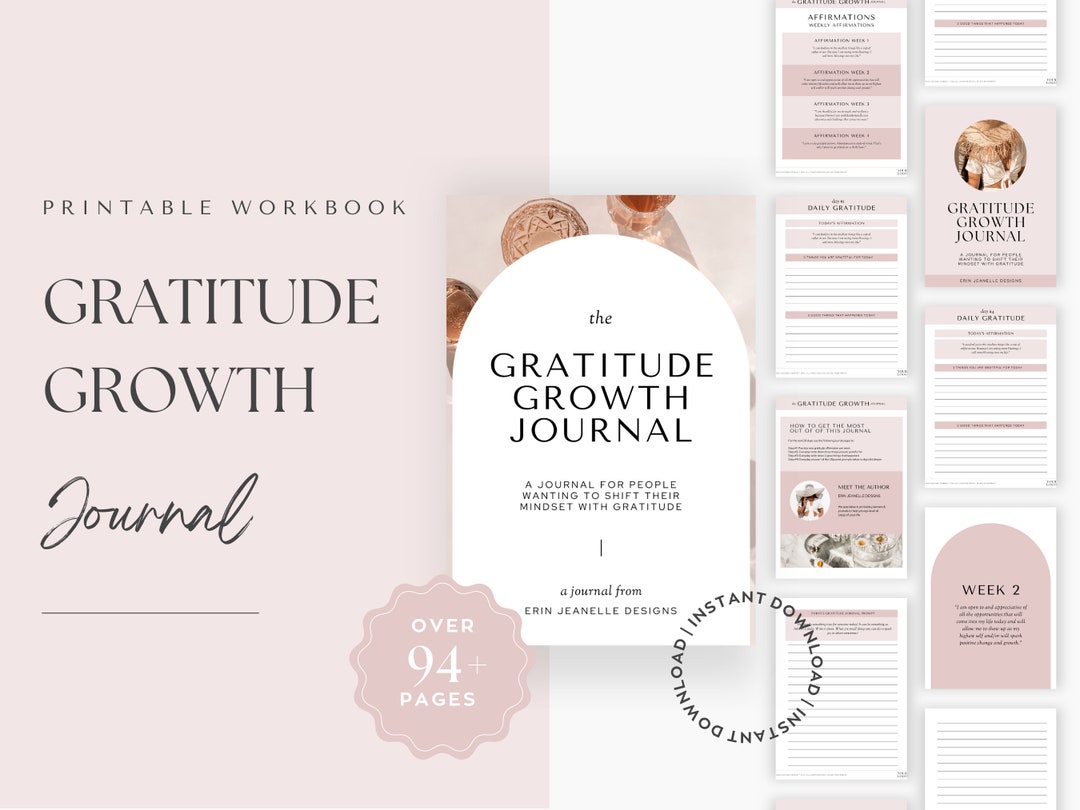 Printable Journal Gratitude, Mindfulness Journal, Reflection Workbook ...