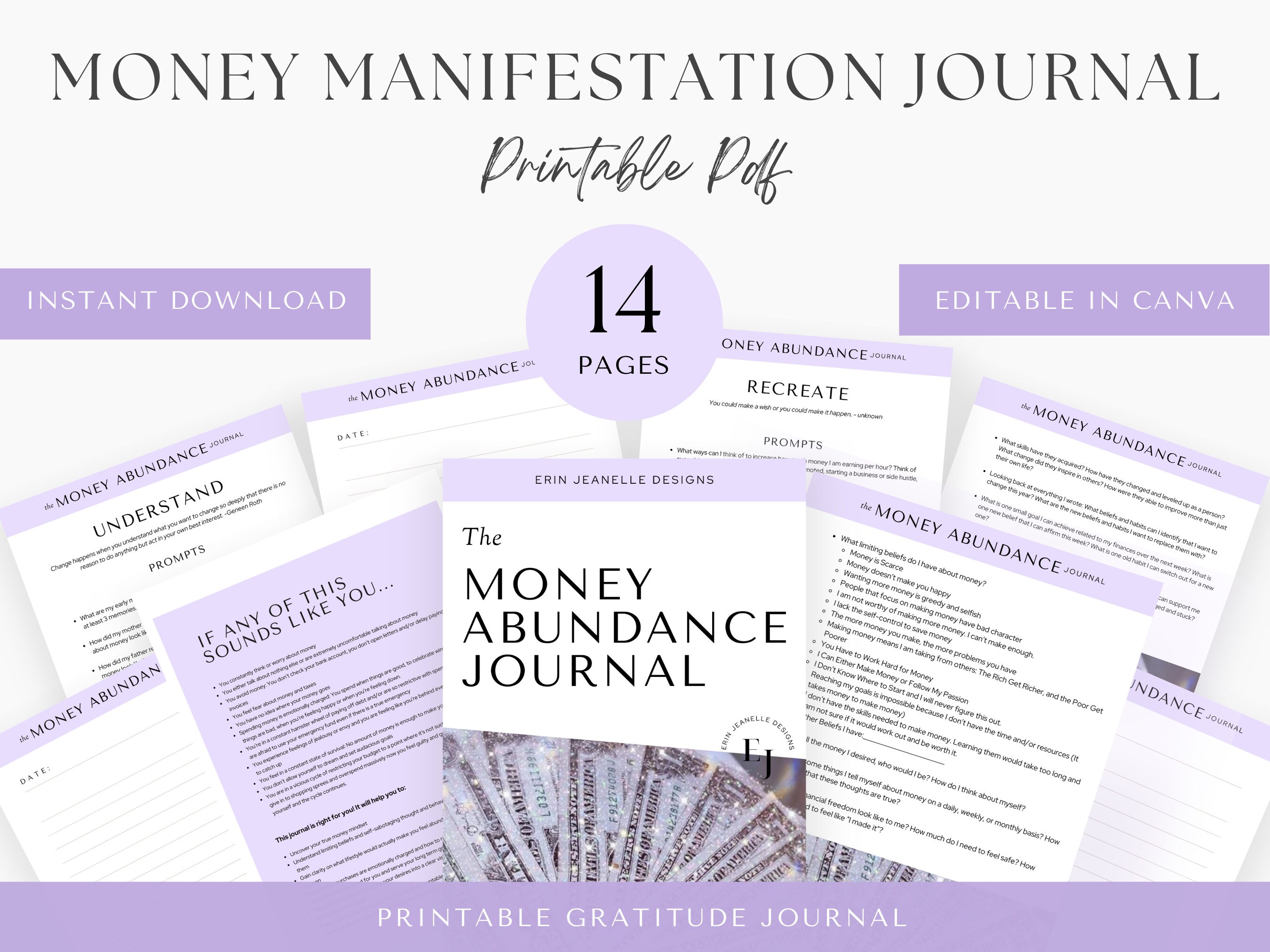 Money Mindset Template, Money Manifestation Journal, Money Mindset ...