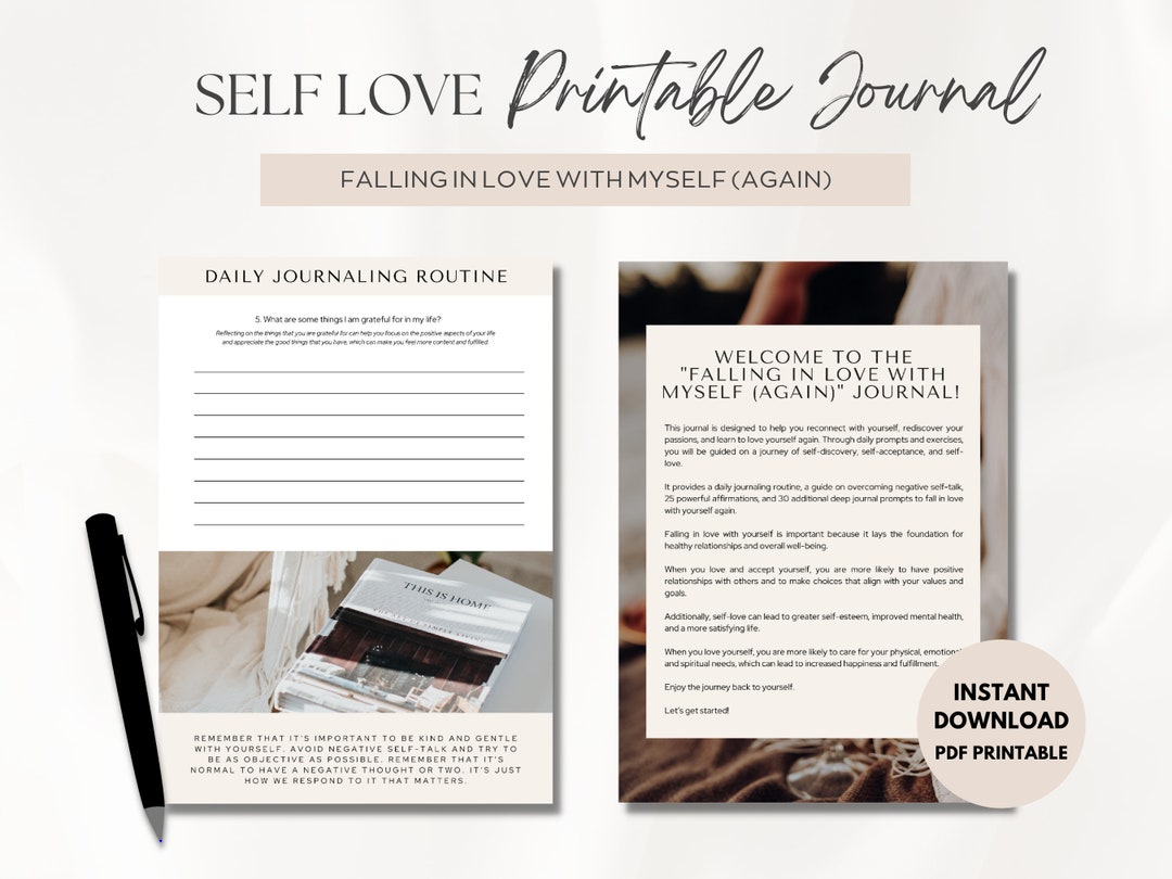 Self Love Journal, Self Care Workbook, Self Love Printable, Self Care ...