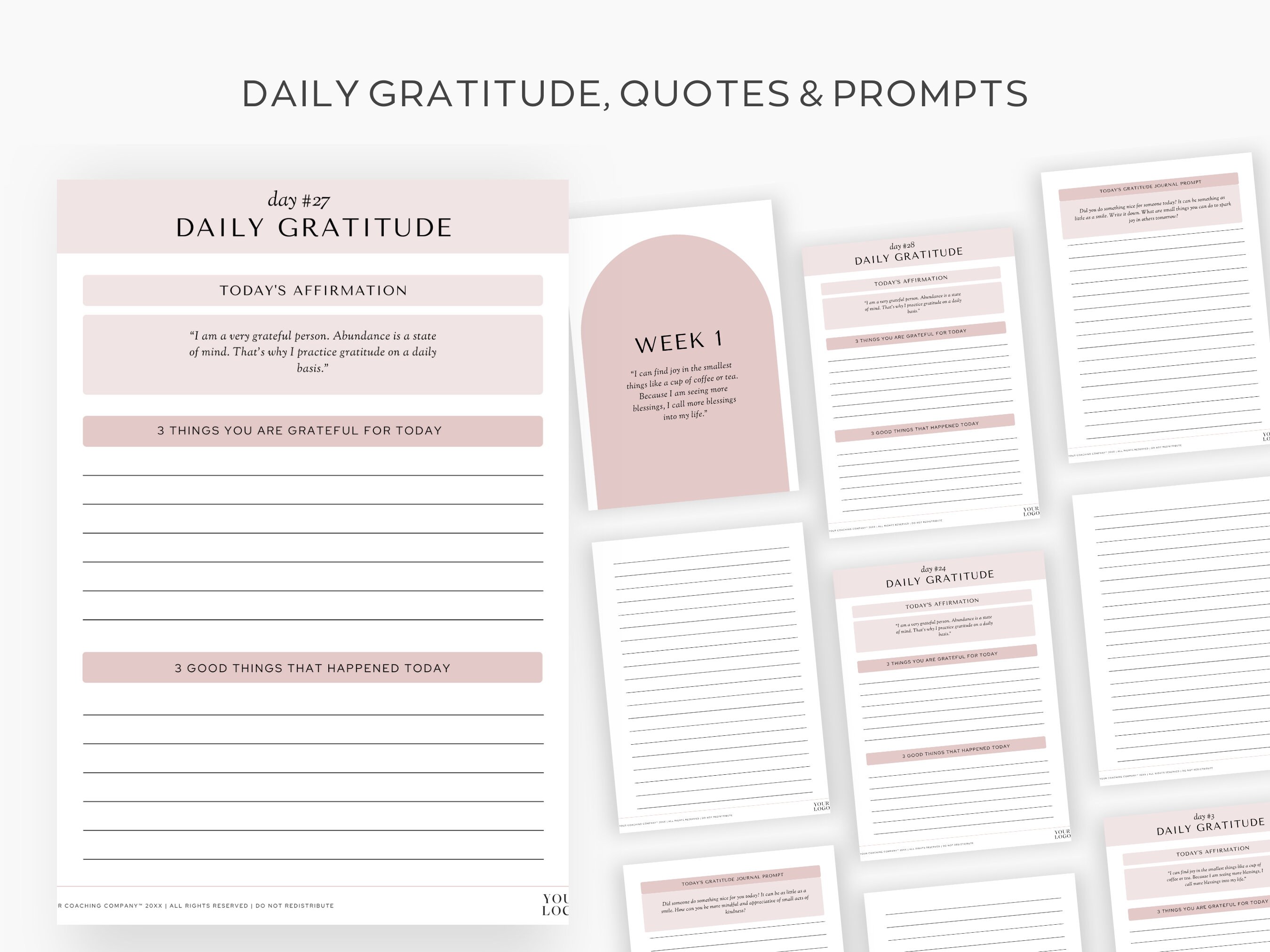 Printable Gratitude Journal, Daily Gratitude Pages, Daily Reflection ...