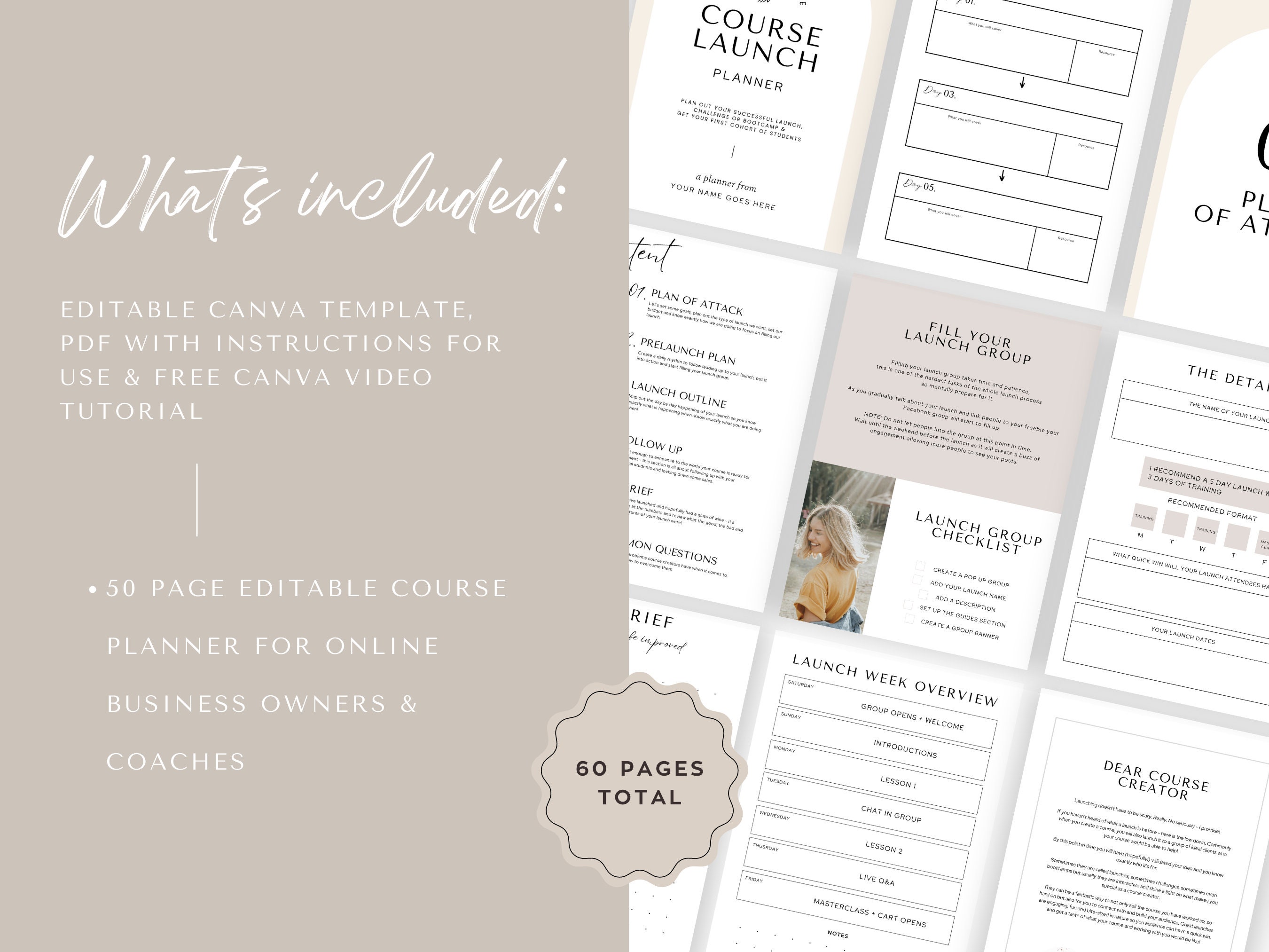 Online Course Resources, Course Templates, Launch Planner Canva, Coach ...