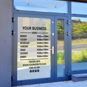 Custom Business Hours Vinyl Decal, Storefront Hours Sign, 6 Year ...