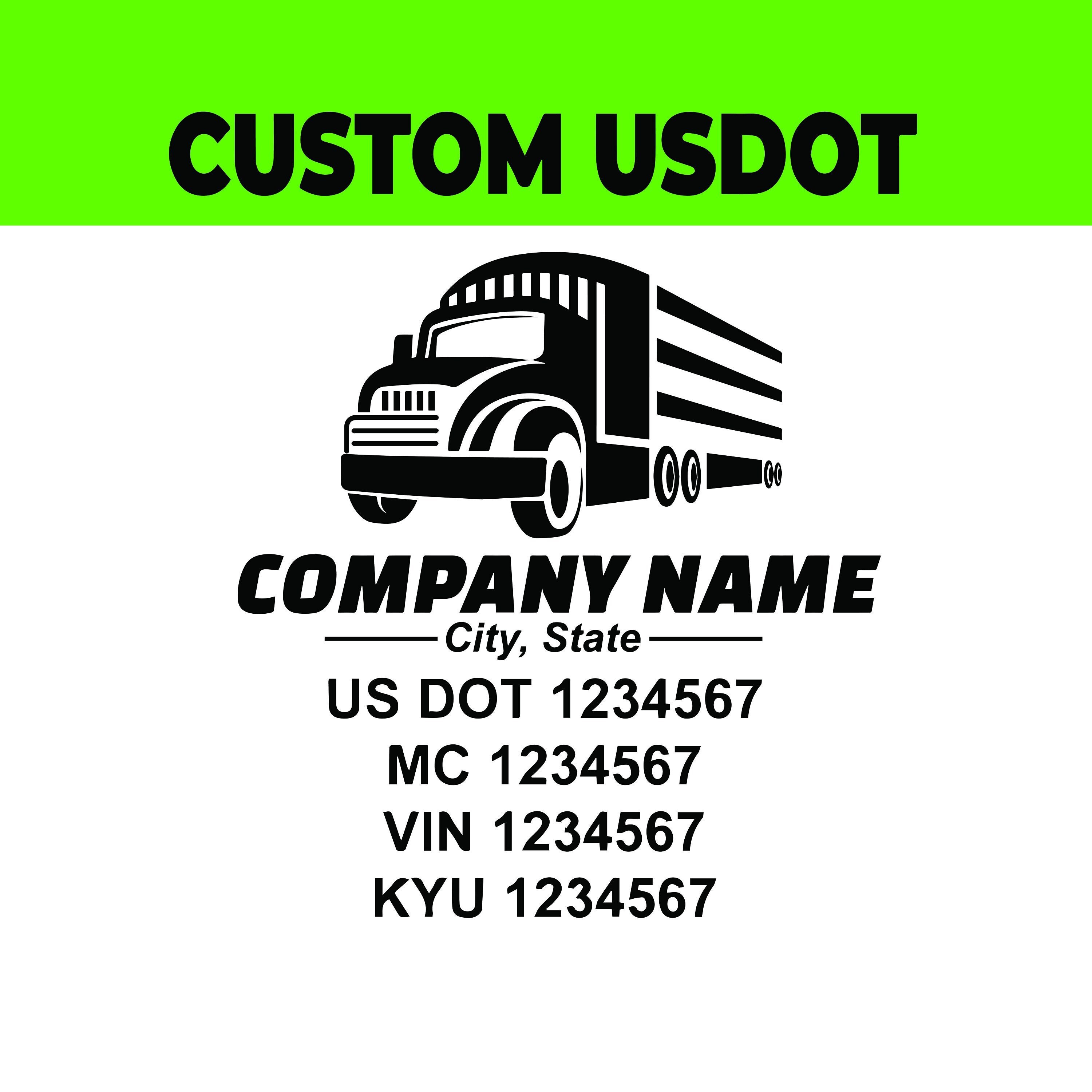 Custom US DOT Decals (pair): Your Company Truck Decal, Usdot and Mc ...