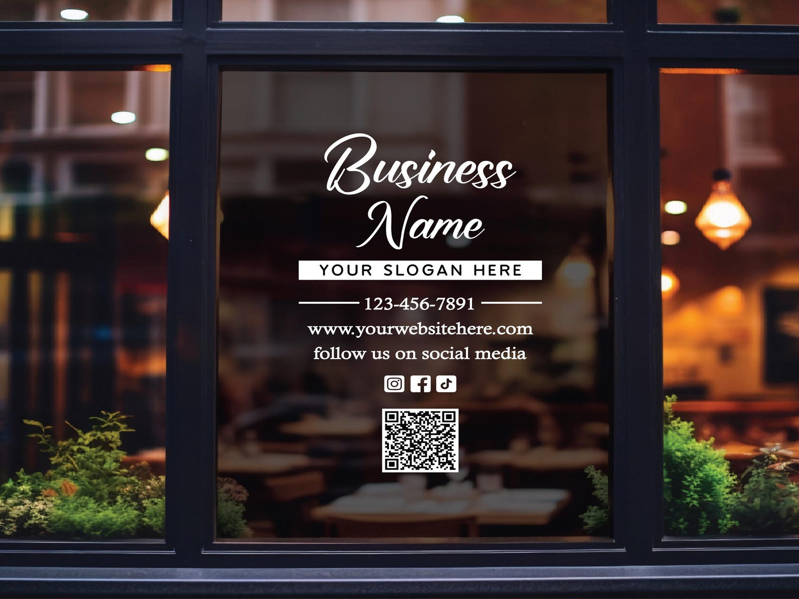 Personalized Business Window Decal, Custom Storefront Vinyl With QR ...